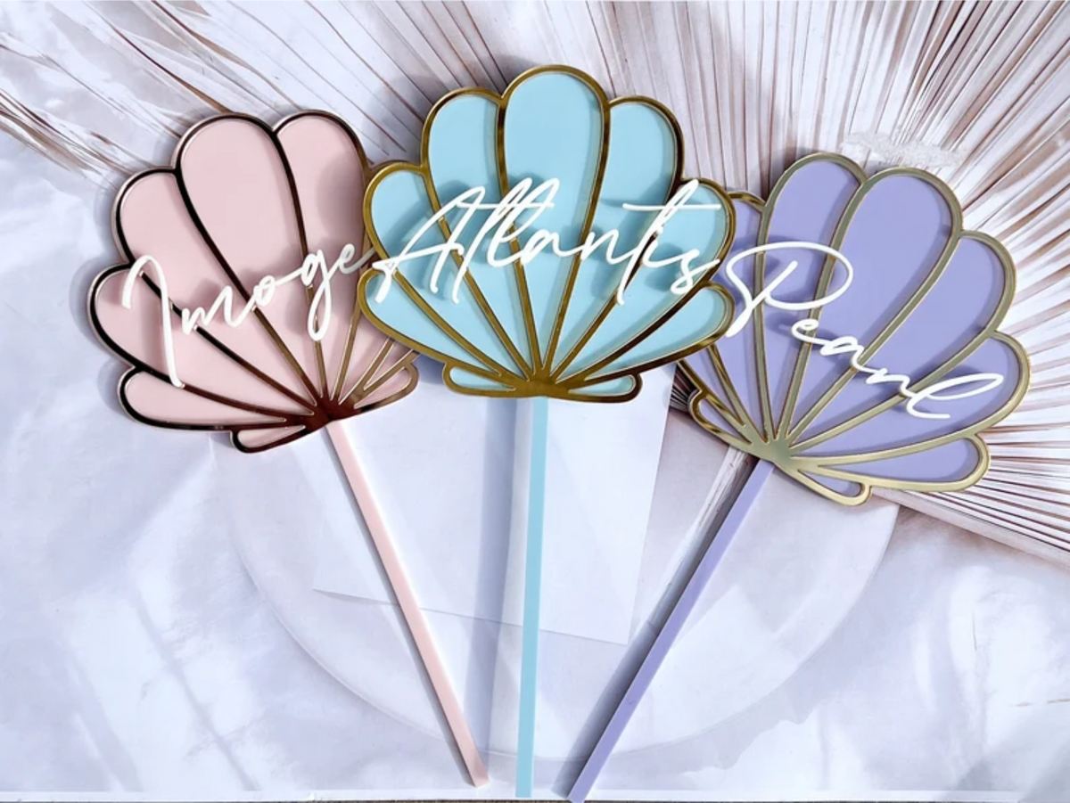 Mermaid Shell Personalised Birthday Cake Topper – Creating Monkies